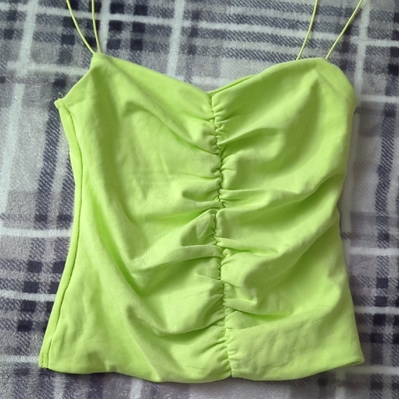 Zara | Tops | Zara Green Ruched Fitted Camisole | Poshmark